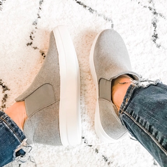 Shoes | 1 Left 5 Grey Platform Slip On Sneaker Booties | Poshmark
